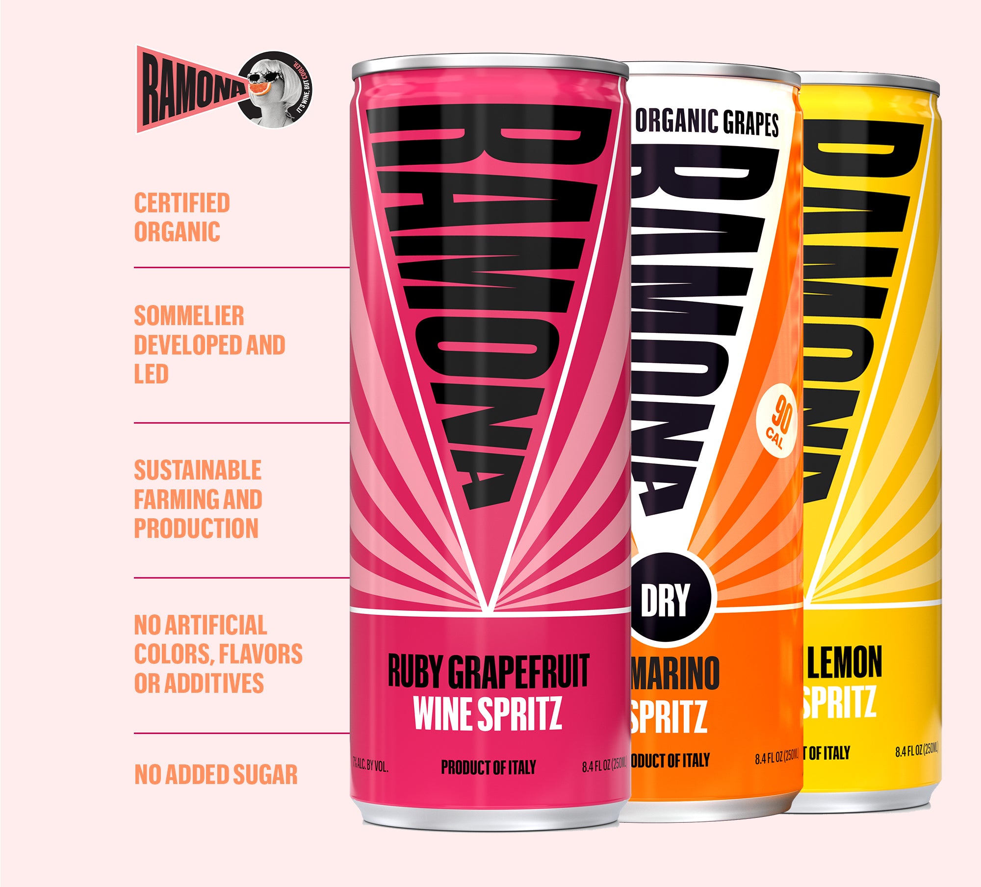 RAMONA Organic Ruby Grapefruit Wine Spritz (4-Pack)